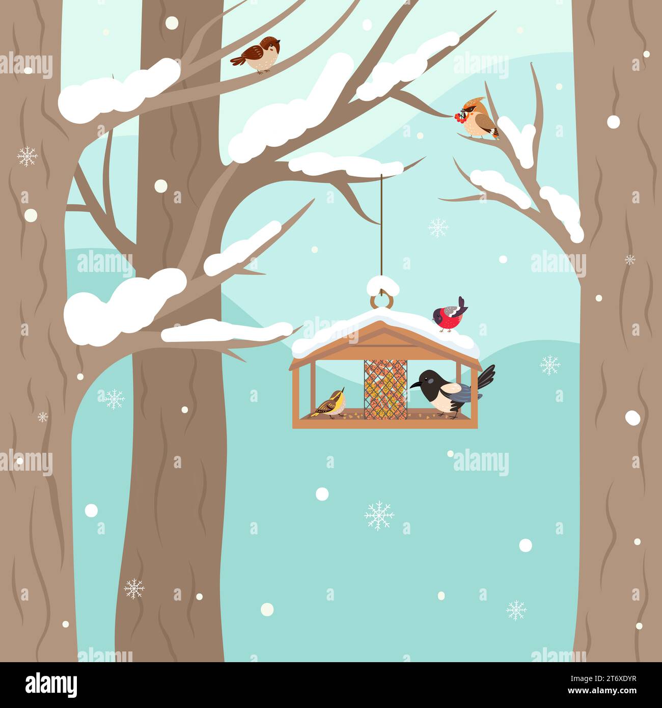 Songbird eating berries Stock Vector Images - Alamy