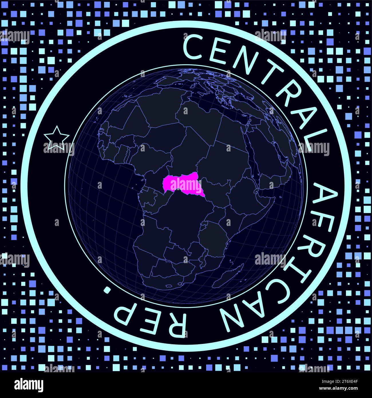 Futuristic satellite view of the world centered to Central African ...