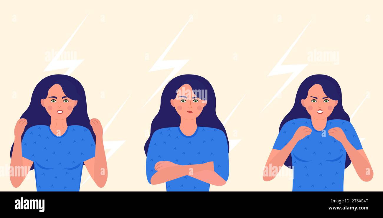 The concept of negative and angry emotions of a girl. Adolescent mental ...