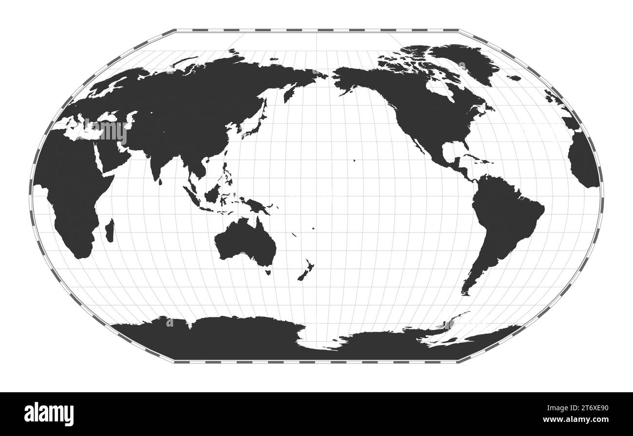 Vector world map. Kavrayskiy VII pseudocylindrical projection. Plain ...