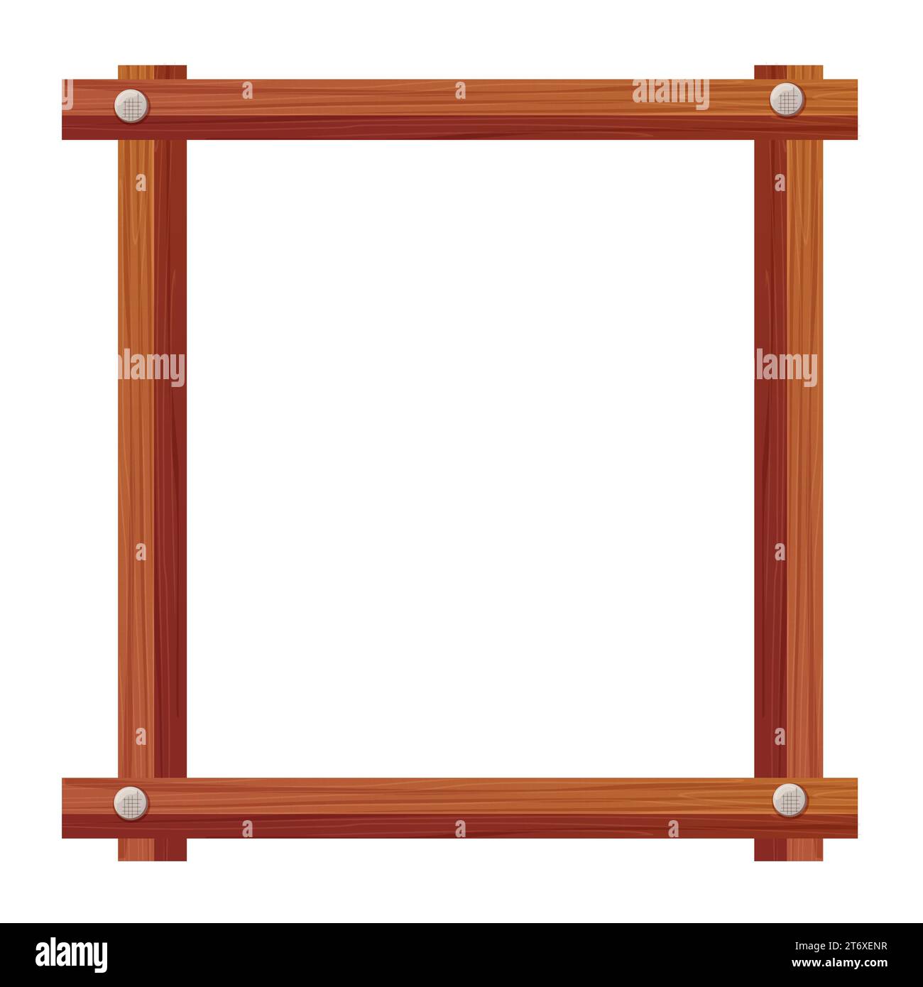 Wooden frame border from planks with nails. Wood board, brown old ...