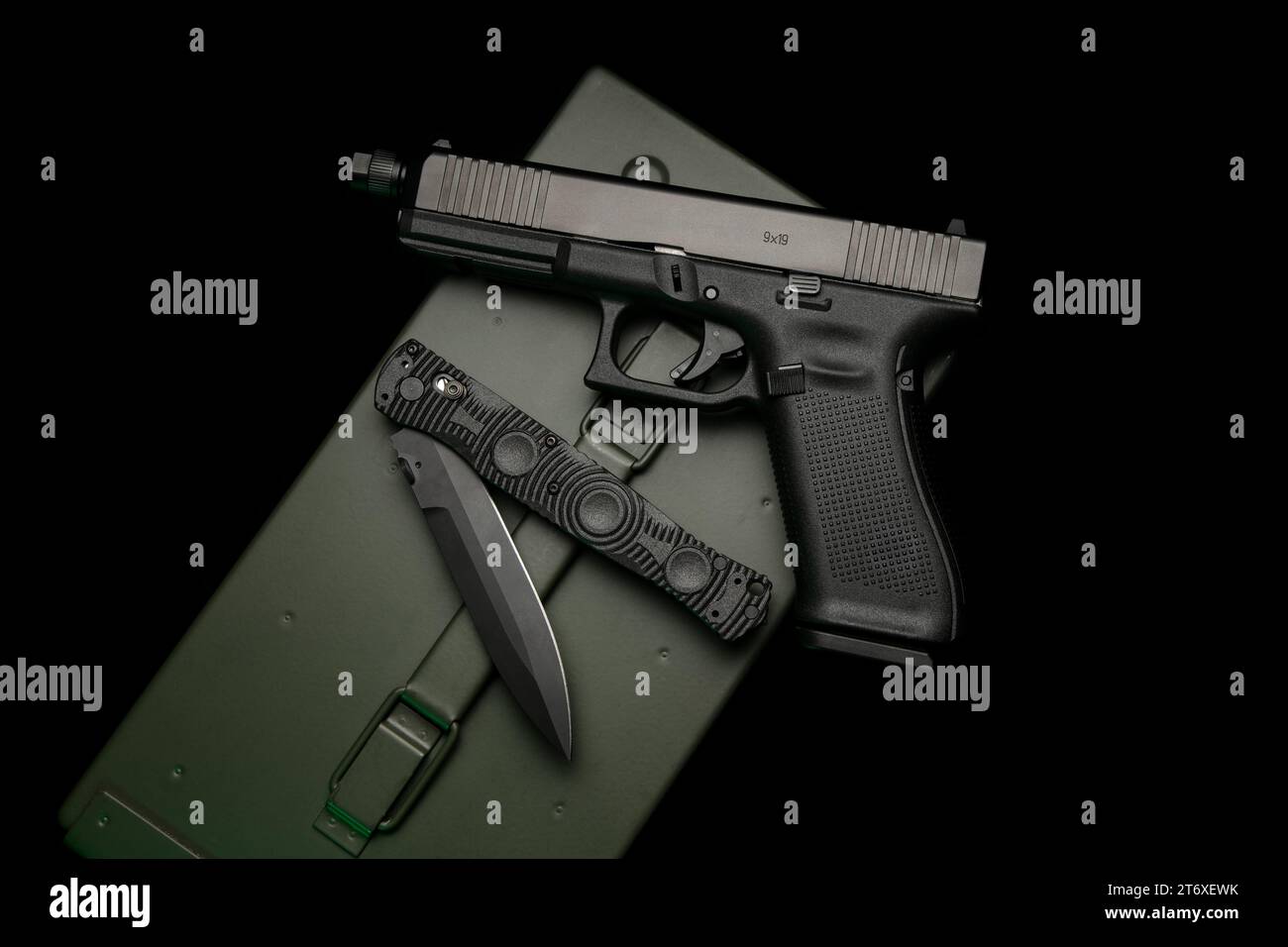 Modern semi-automatic pistol. A short-barreled weapon for self-defense ...