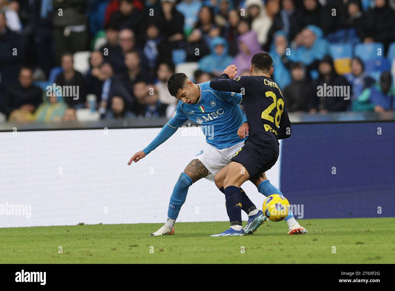 SSC Napoli's Uruguayan defender Mathias Olivera challenges for the ball ...