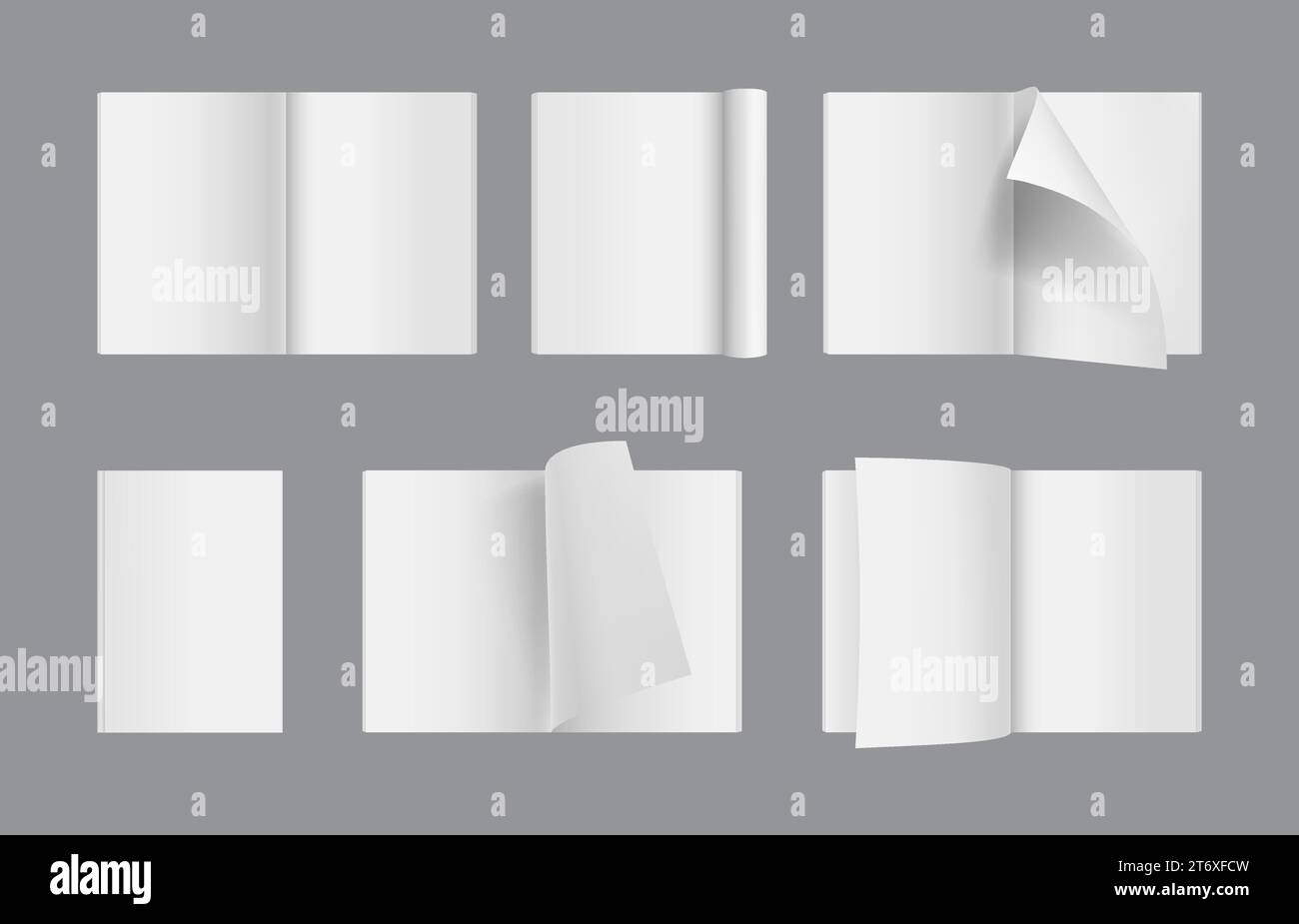 Magazine pages. Opened paper of brochures or magazines decent vector ...