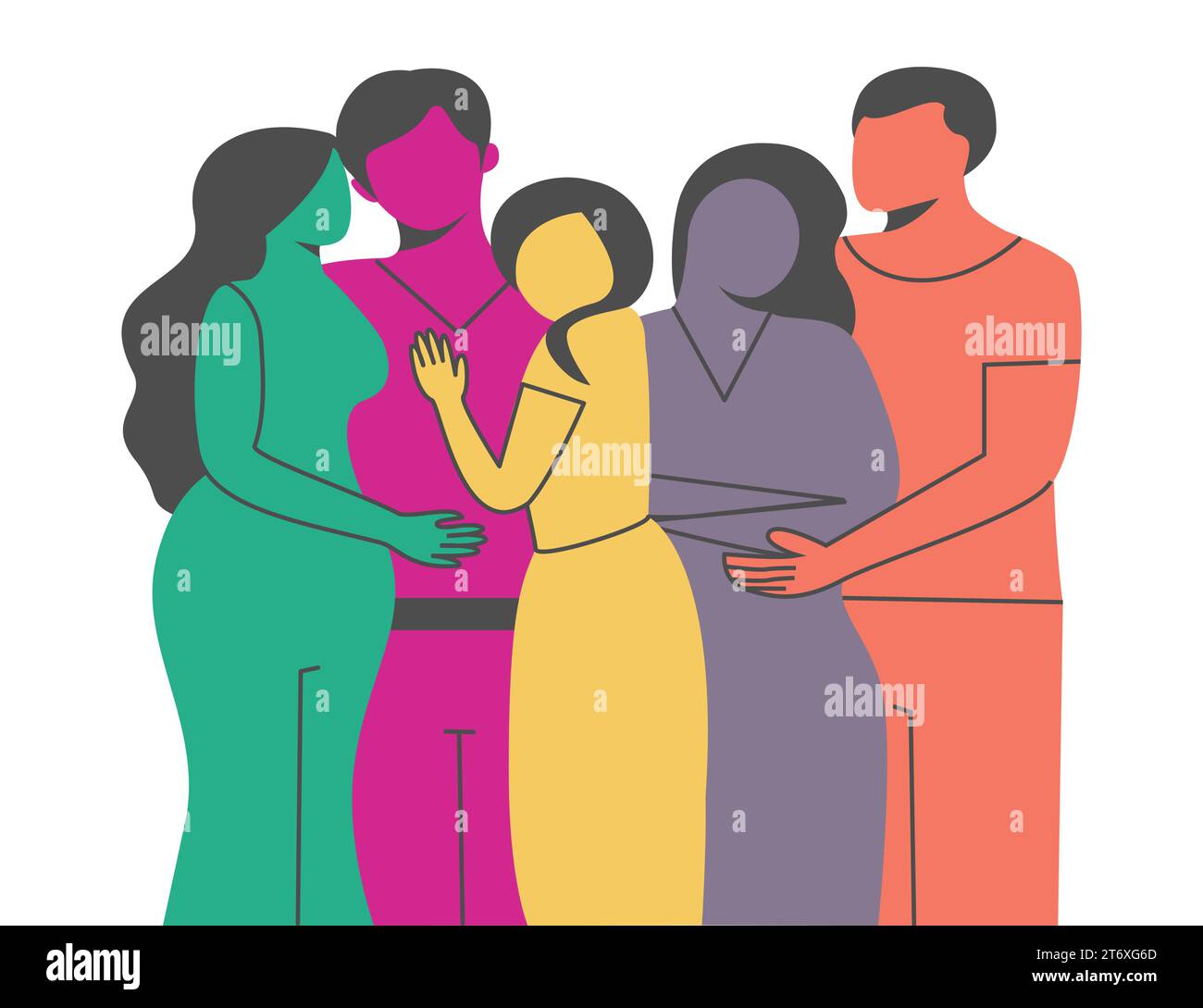 Group of different people in abstract style. Employees or friends ...