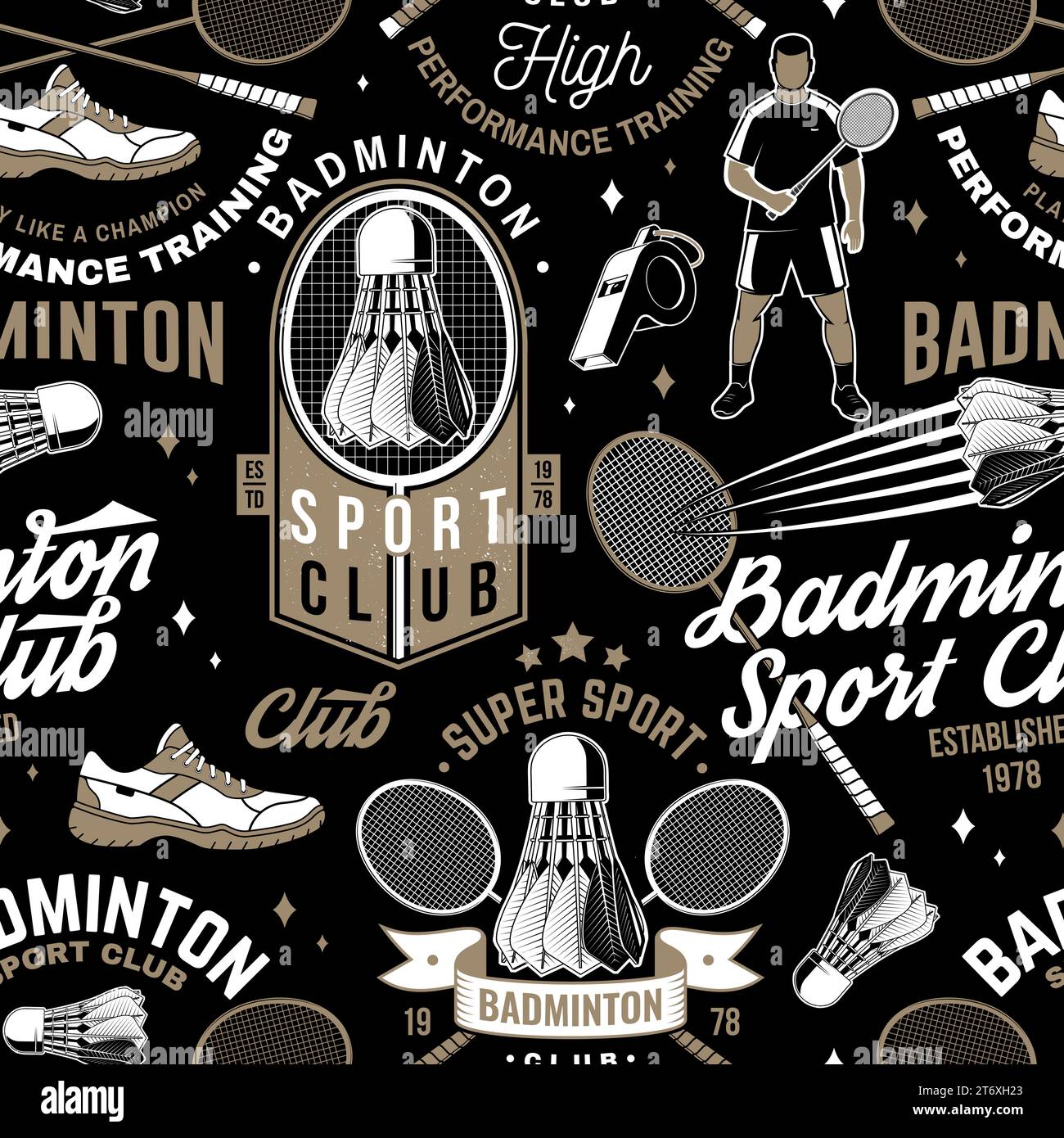 Set of badminton sport sport club seamless pattern. Vector. Sport ...