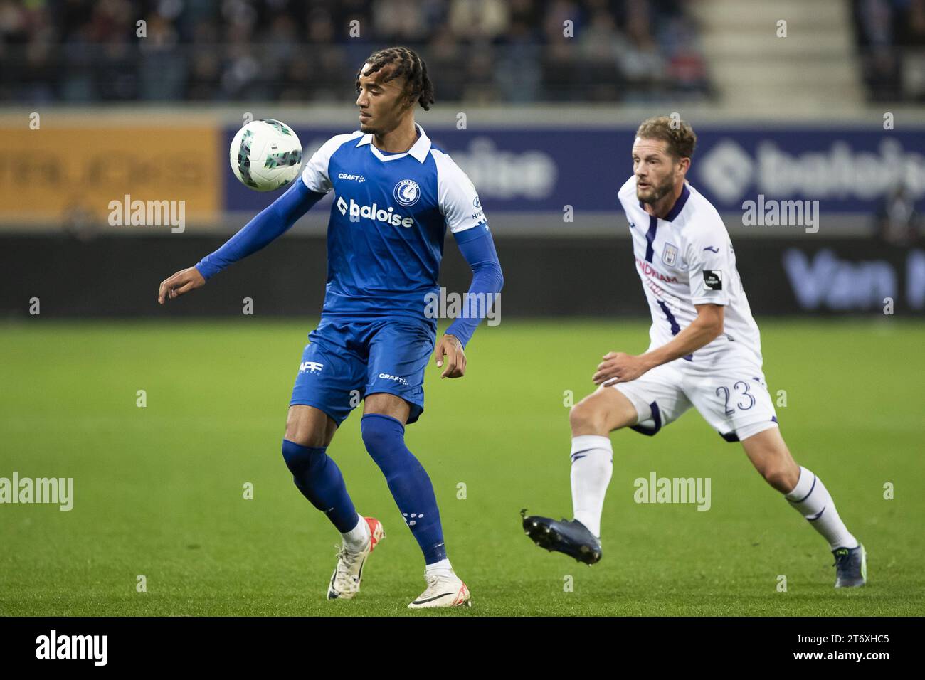 Gent's Archibald Archie Brown and Anderlecht's Mats Rits pictured in ...
