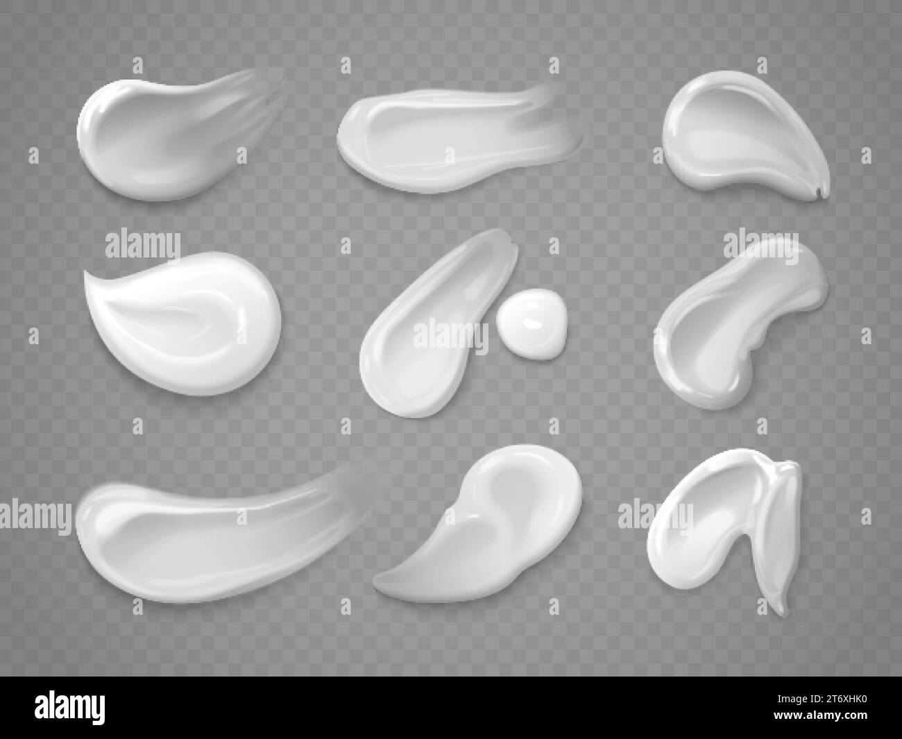 Realistic cream smears. Cosmetic cream toothpaste smear swatch, fluid ...