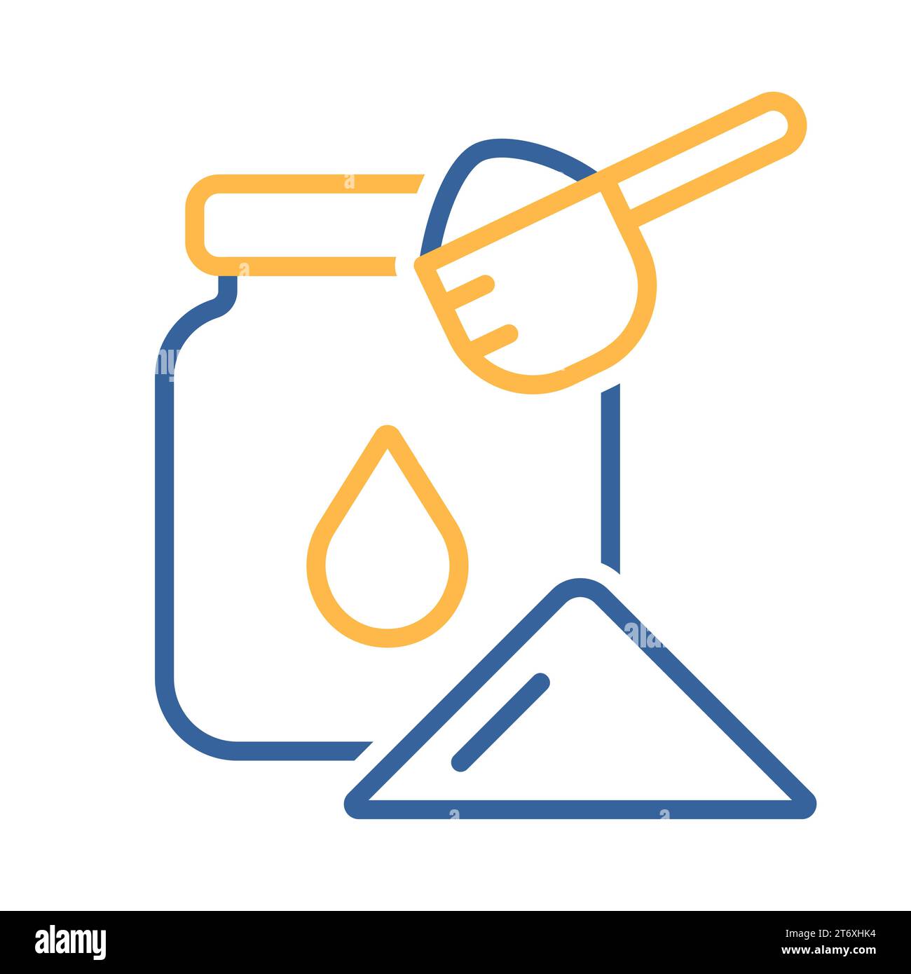 Milk powder canned and spoon vector icon. Dairy product sign. Graph ...