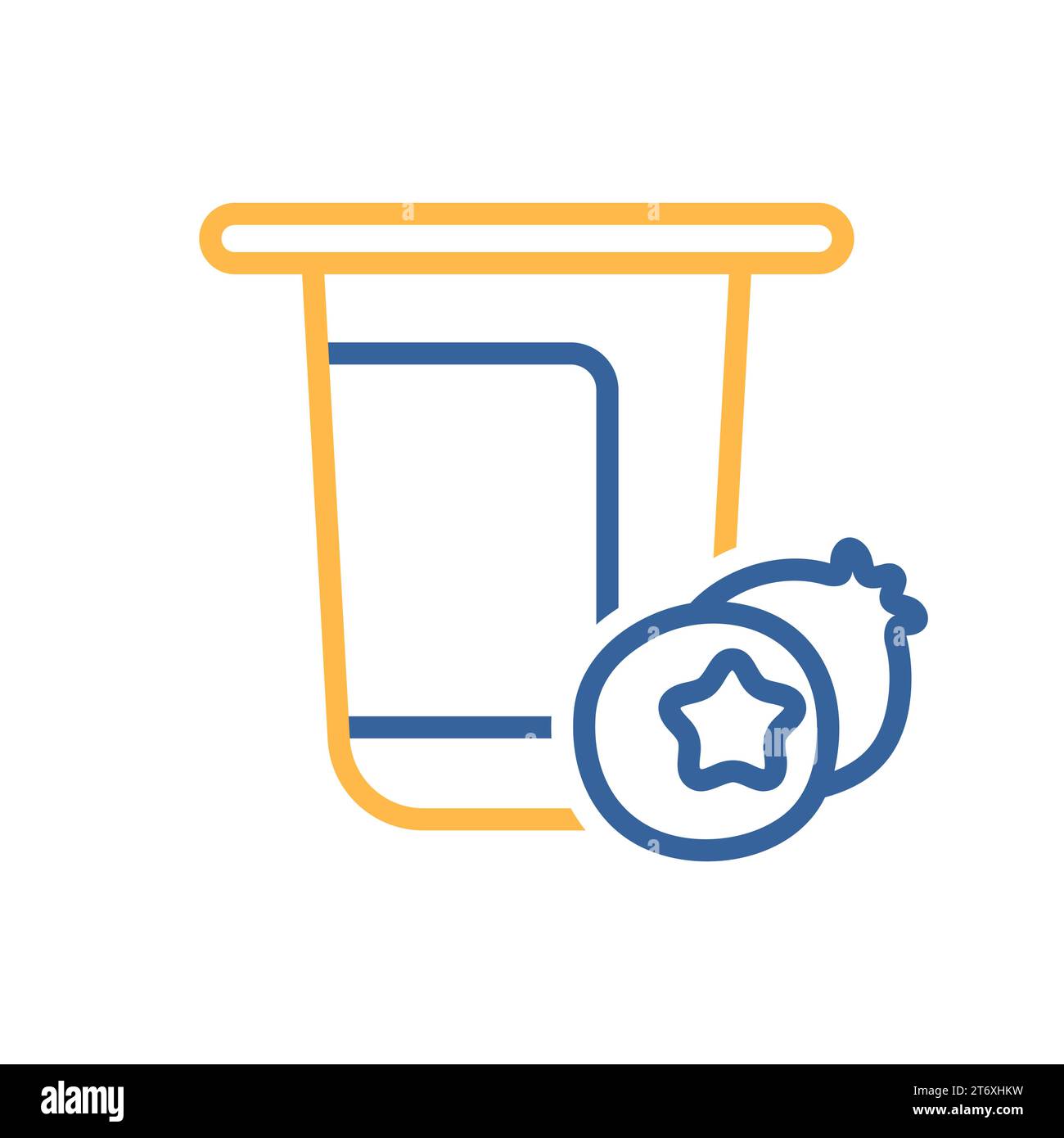Yogurt cup, plastic container with flavor blueberry vector icon. Dairy ...