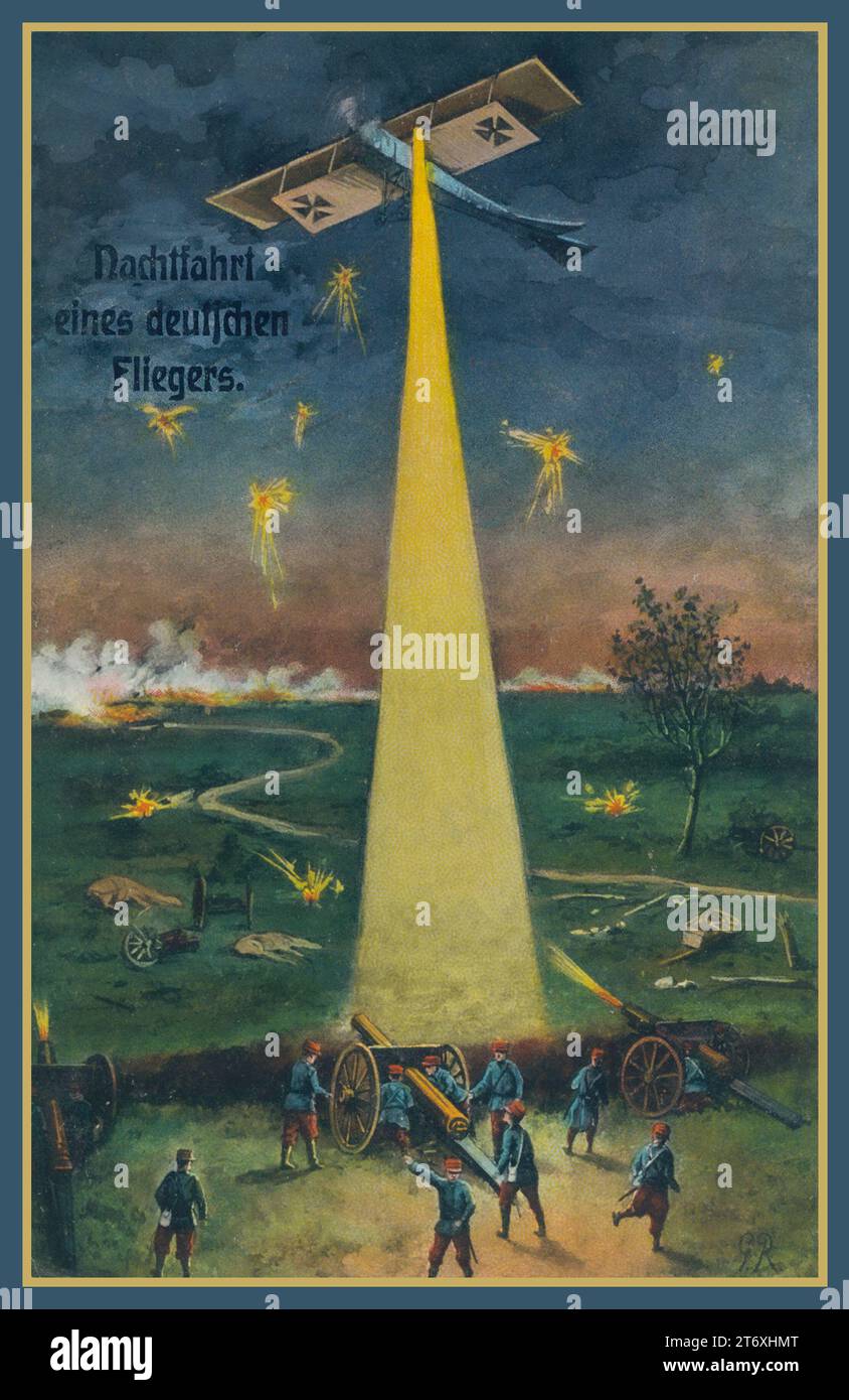 WW1 1915 German Empire Propaganda captioned 'Night flight by German ...