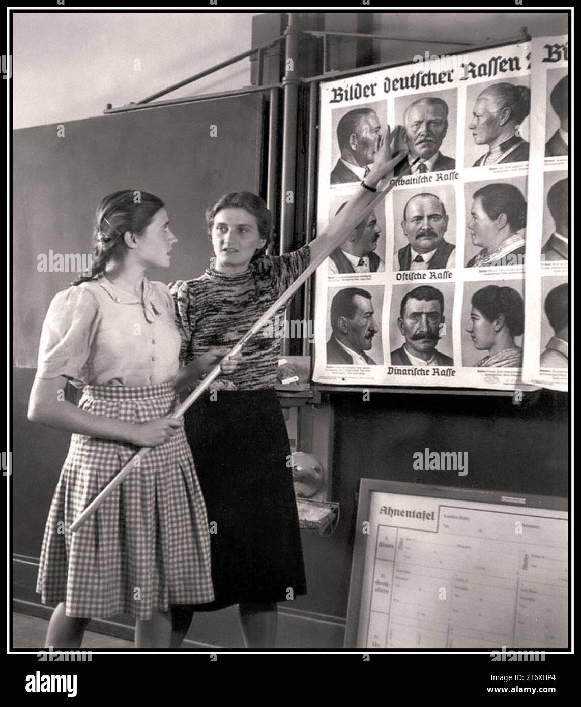 Nazi racial profiling lessons, with the teacher pointing to a variety ...