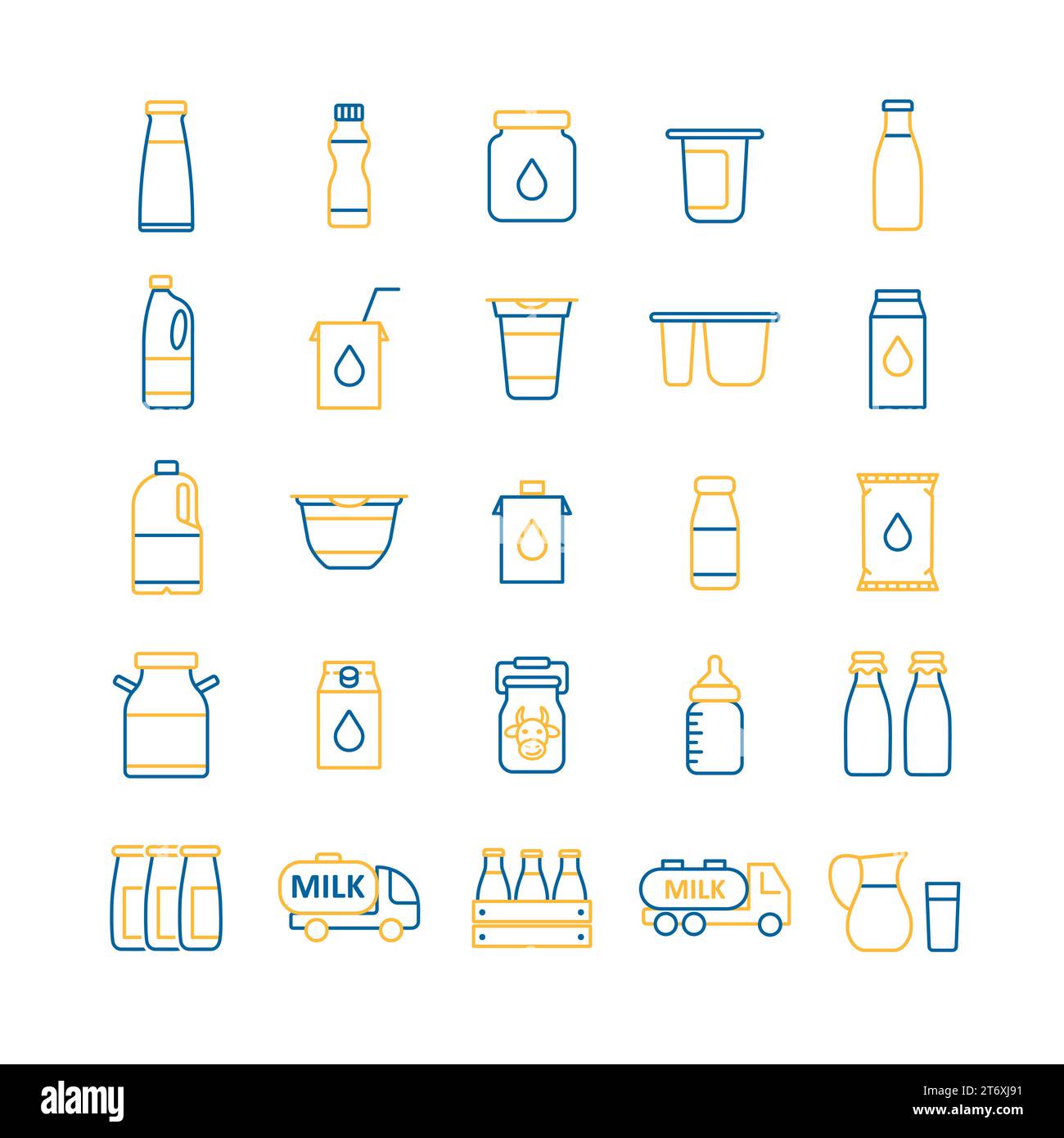 Milk cans and bottles vector icon. Dairy products sign. Graph symbol ...