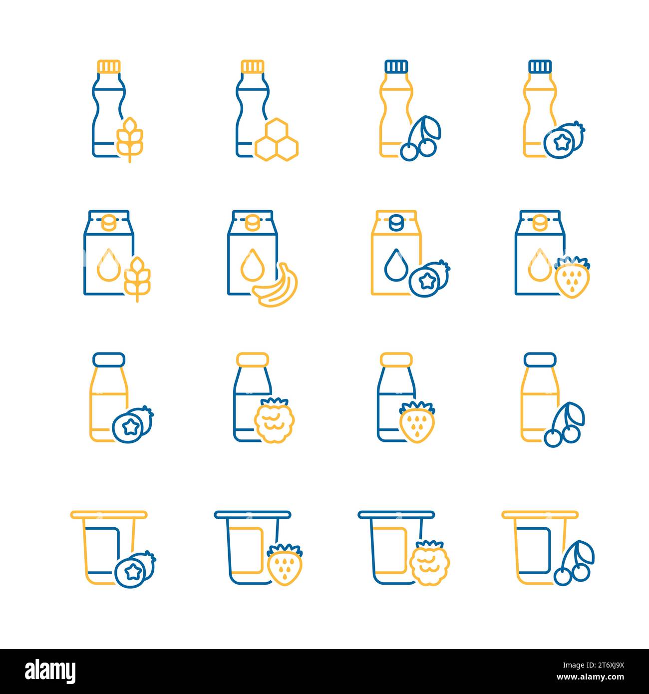 Fruits yogurt set vector icon. Dairy products sign. Graph symbol for ...