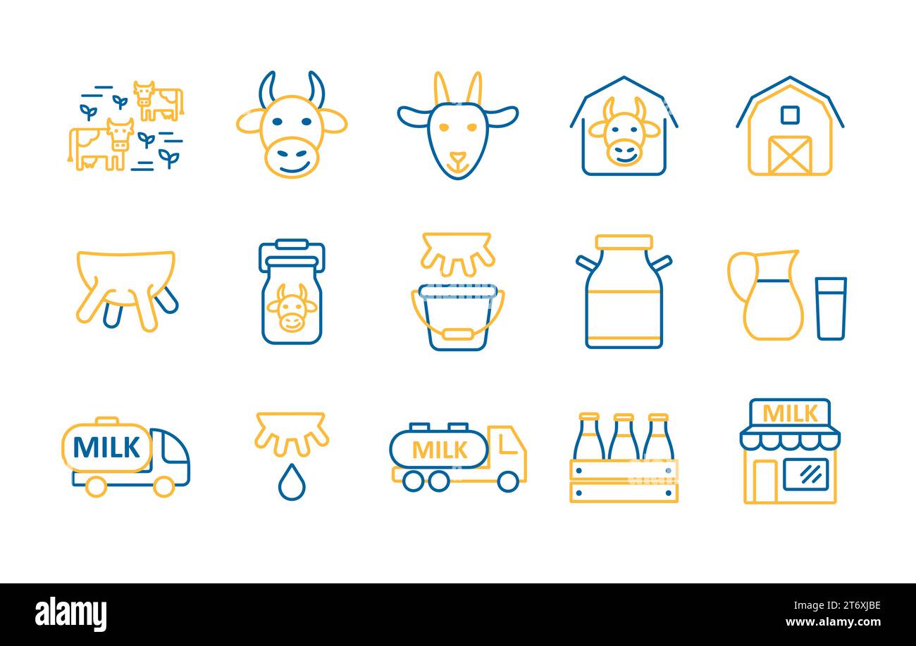 Milk vector icons set. Dairy products sign. Graph symbol for cooking ...