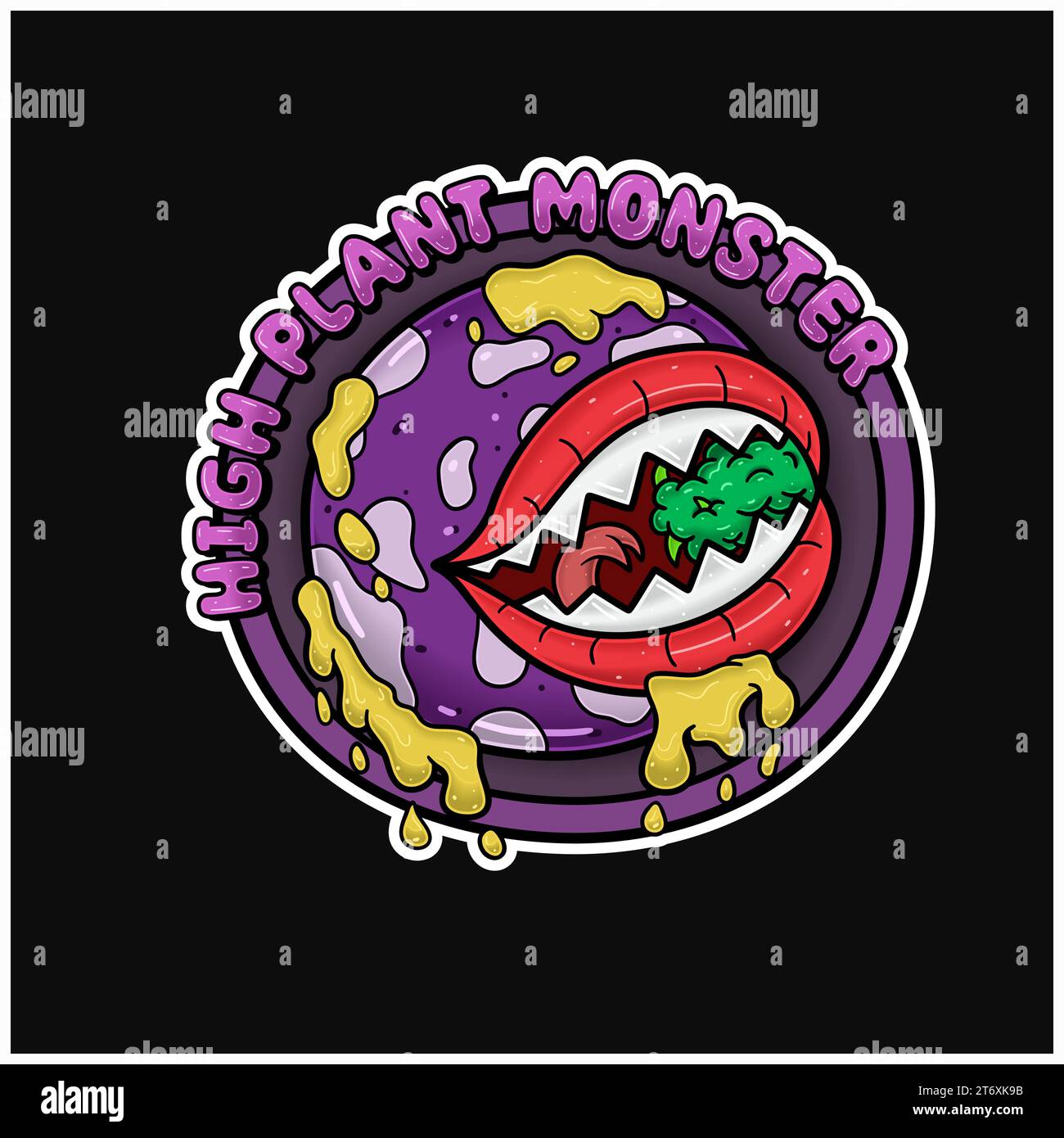 Plant Monster Biting Weedbud Logo and High Plant Monster Text. Weed ...