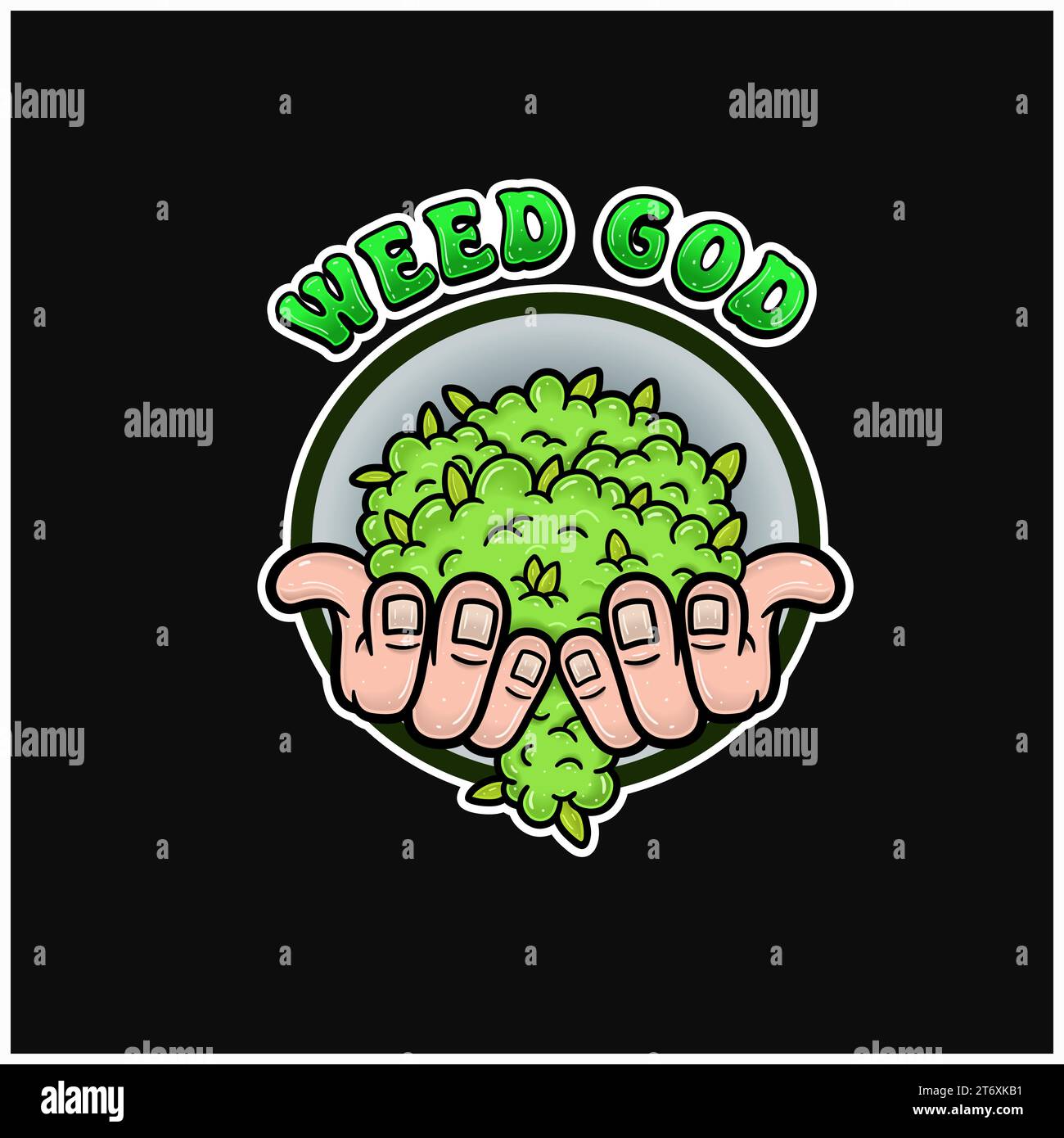 Hands Bring Weedbud Logo and Weed God Text. Weed Design For Logo, Label ...