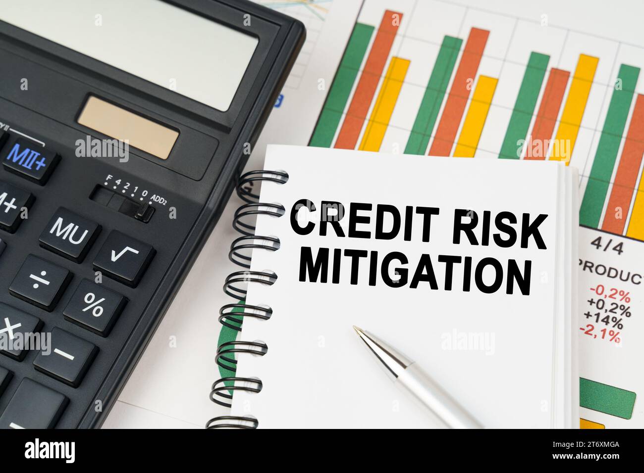 Business concept. On business charts there is a calculator, a pen and a ...