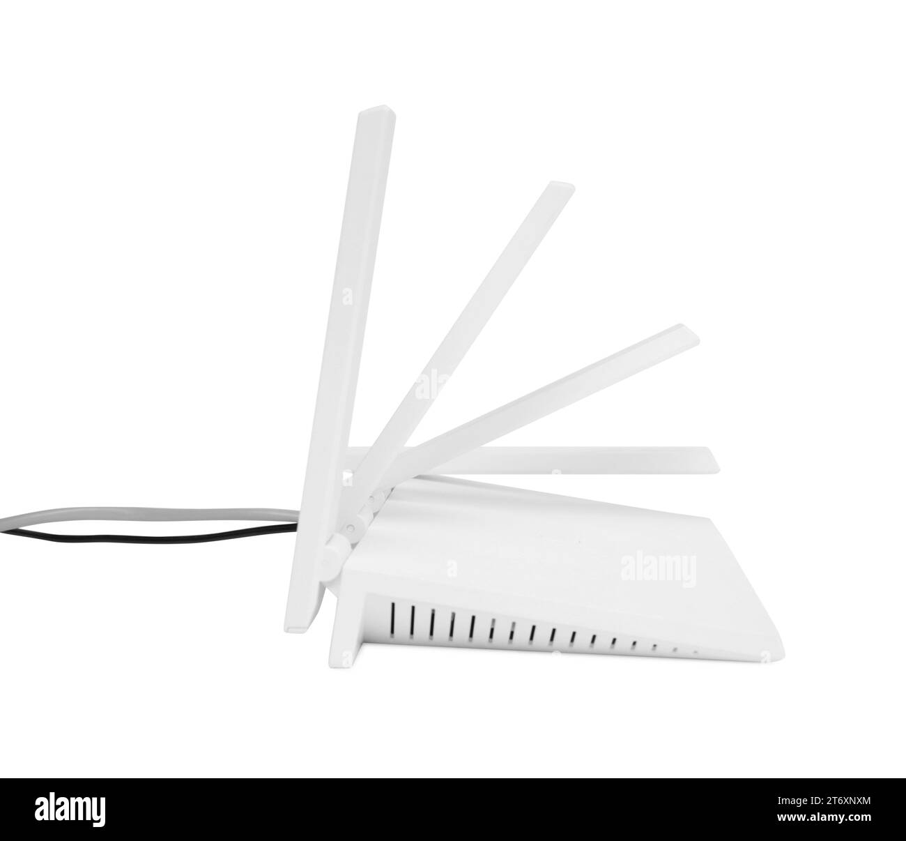 One modern Wi-Fi router isolated on white Stock Photo - Alamy