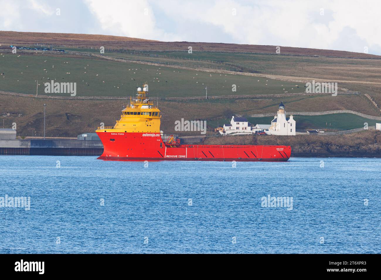 Nov 12, 2023. Thurso, Scotland. The Norwegian Østensjø Rederi platform ...