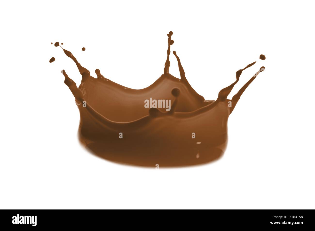Chocolate color liquid splashing on white background Stock Photo - Alamy