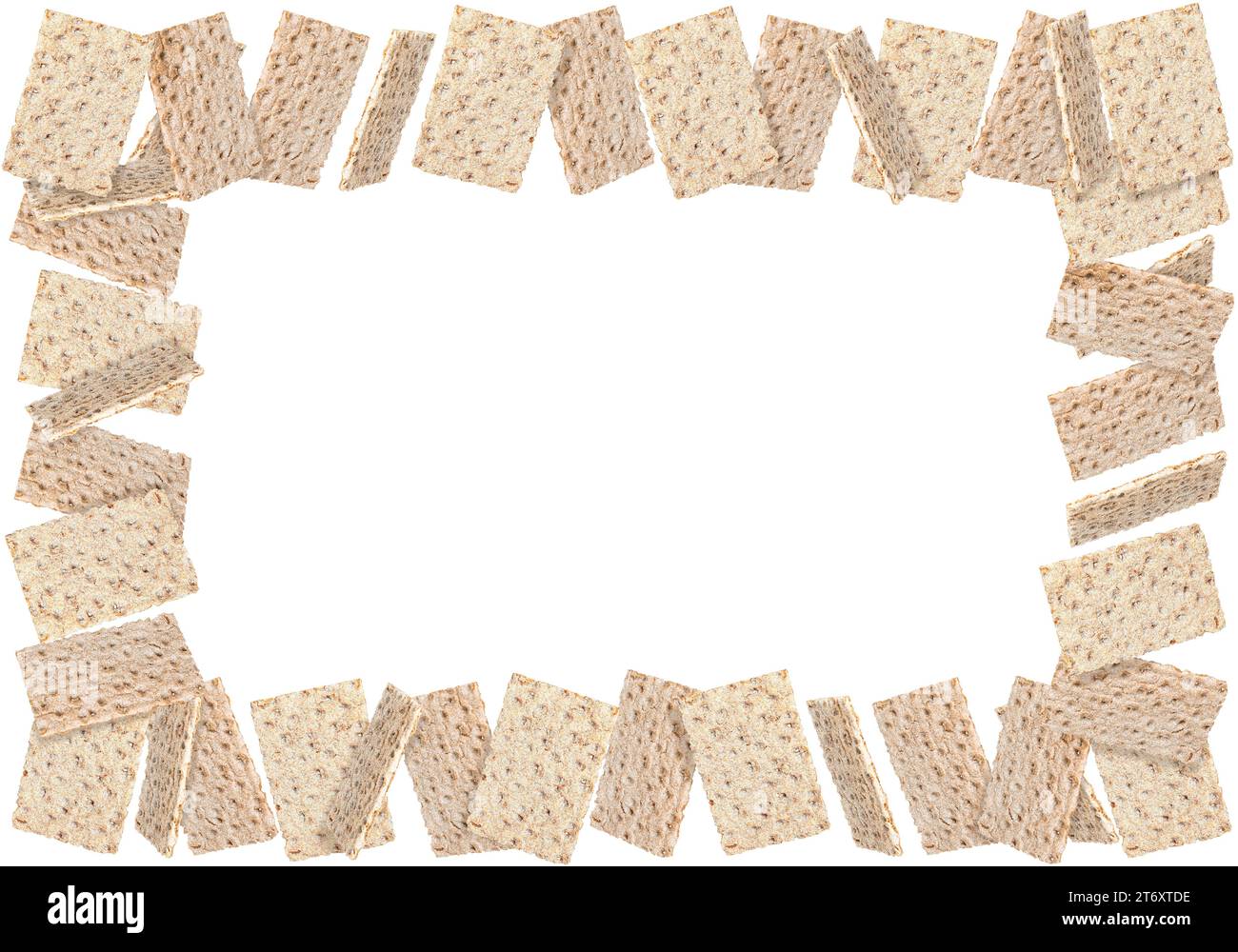 Frame of tasty crispbreads on white background Stock Photo - Alamy
