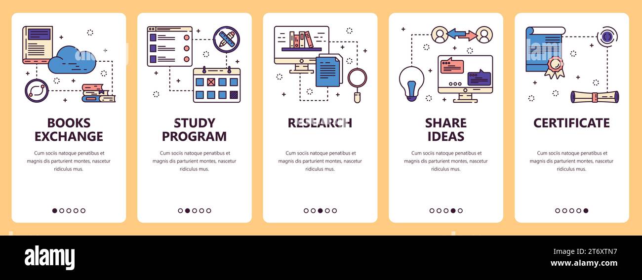 Vector set of vertical banners with Book exchange, Study program ...