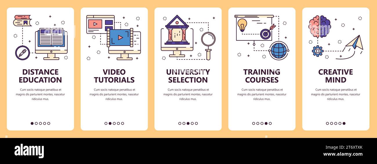 Vector set of vertical banners with Distance education, Video tutorials ...