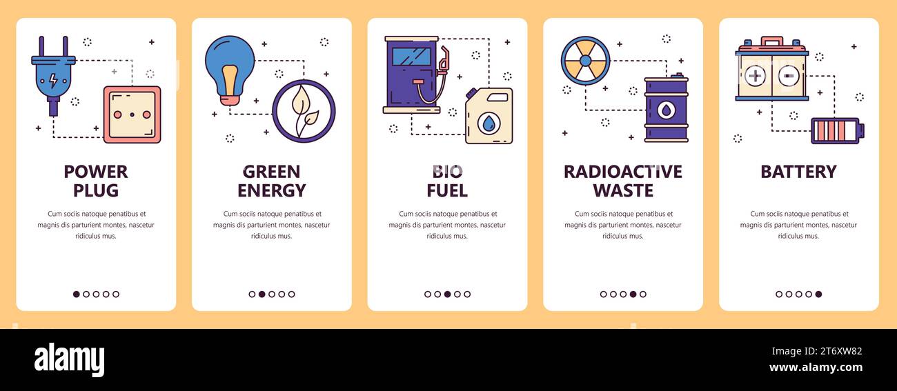 Vector set of vertical banners with Power plug, Green energy, Bio fuel ...