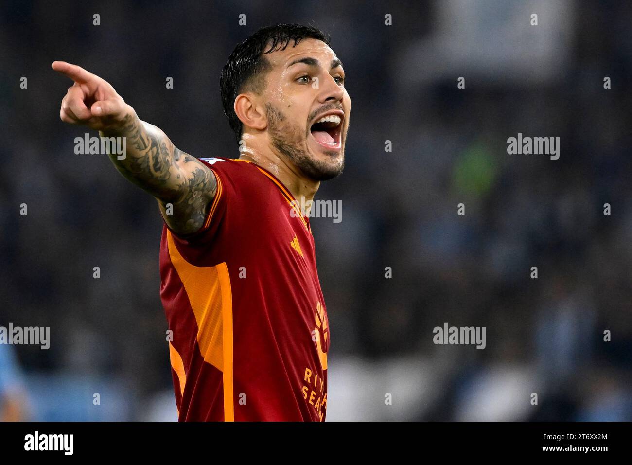 Leandro Paredes of AS Roma gestures during the Serie A football match ...