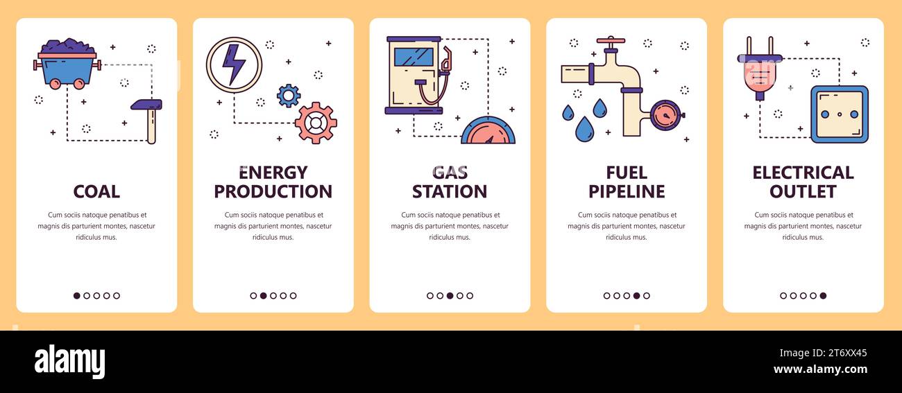 Vector set of vertical banners with Coal, Energy production, Gas ...