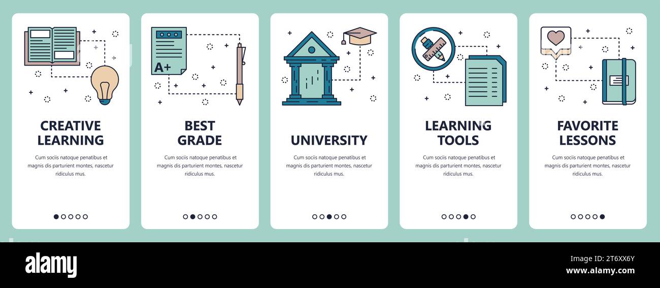 Vector set of vertical banners with Creative learning, Best grade ...