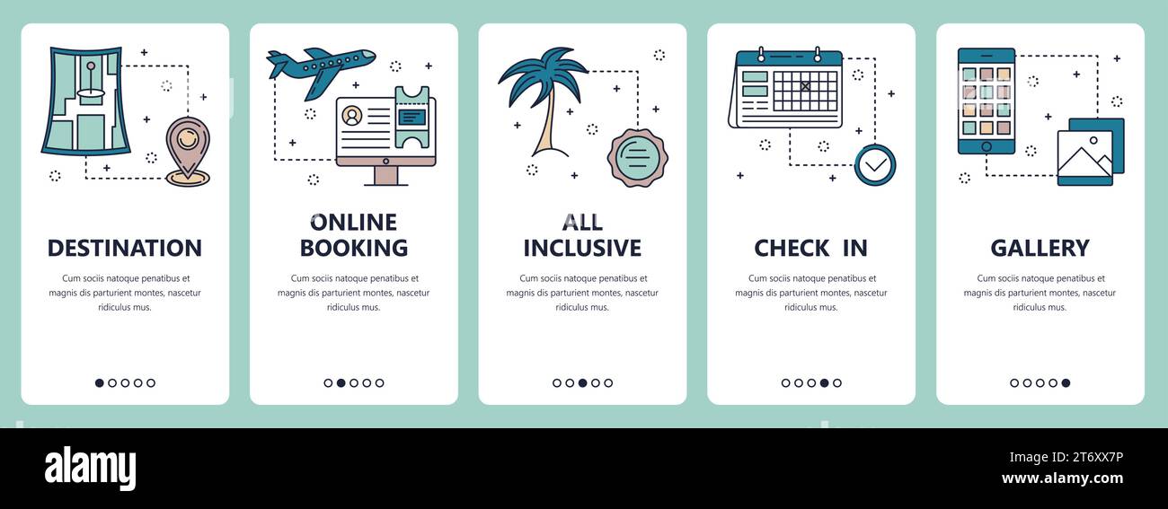 Vector set of vertical banners with Destination, Online booking, All ...
