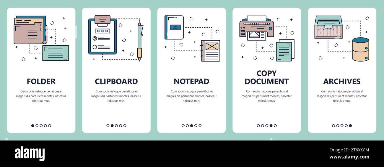 Vector set of vertical banners with Folder, Clipboard, Notepad, Copy ...