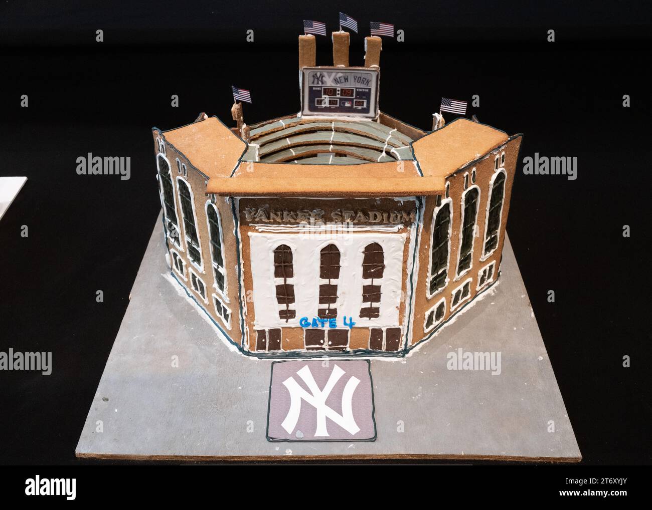 Yankee Stadium, re-created in gingerbread, on display at the ...