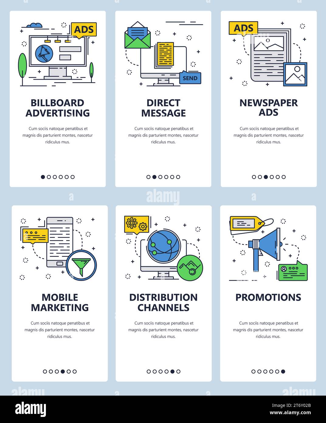 Vector set of mobile app onboarding screens. Billboard advertising ...