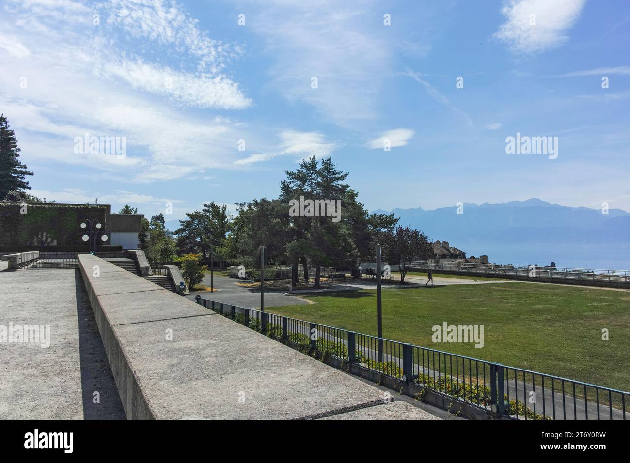 LAUSANNE, SWITZERLAND - JUNE 18, 2023: Typical Building and street at ...