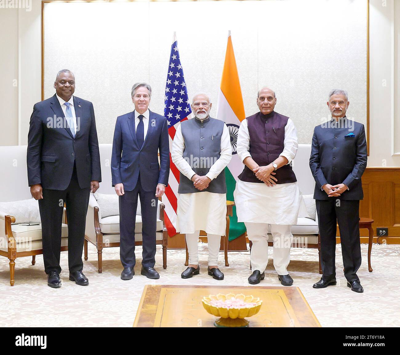 New Delhi, India. 10 November, 2023. Left to right: U.S. Defense ...