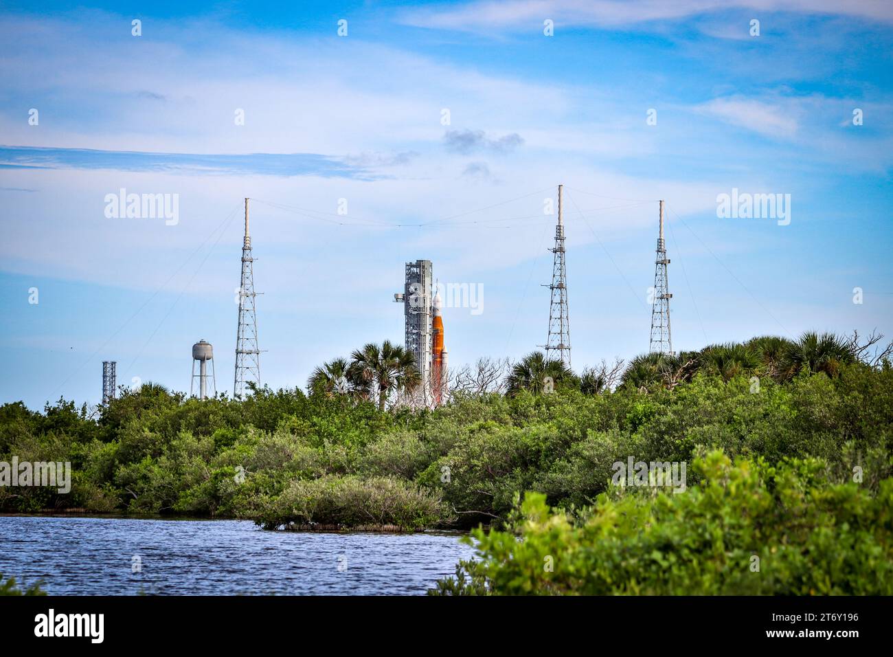 SLS Artemis Rocket on Launch Pad as seen from Cape Canaveral National ...