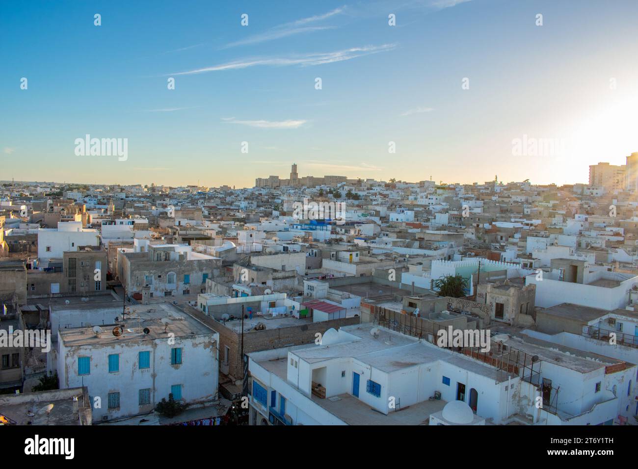 Aerial view on Old town Medina and Souk, local market in Sousse ...