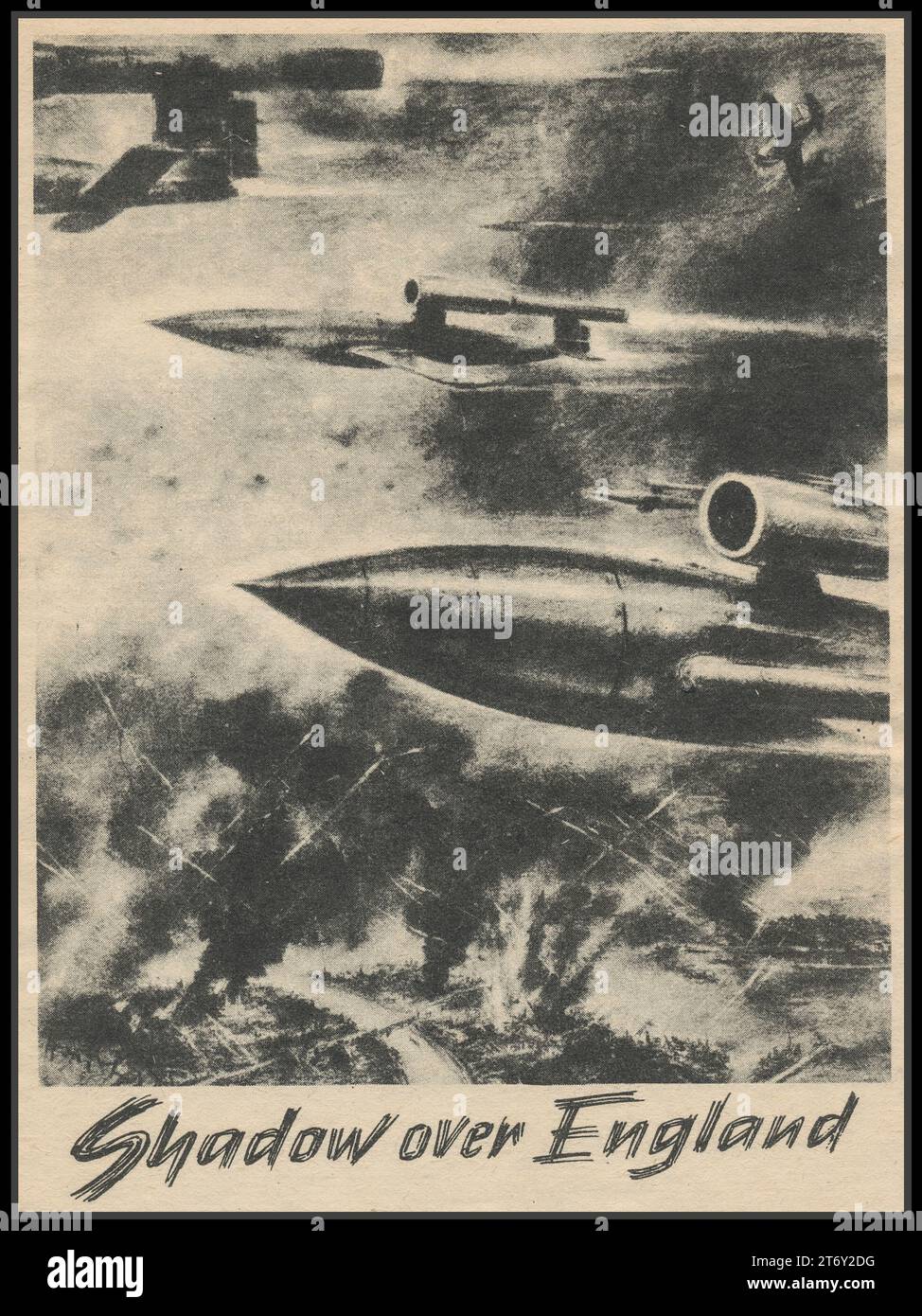 WW2 Nazi V1 Rocket flying bomb propaganda leaflet drop poster card ...