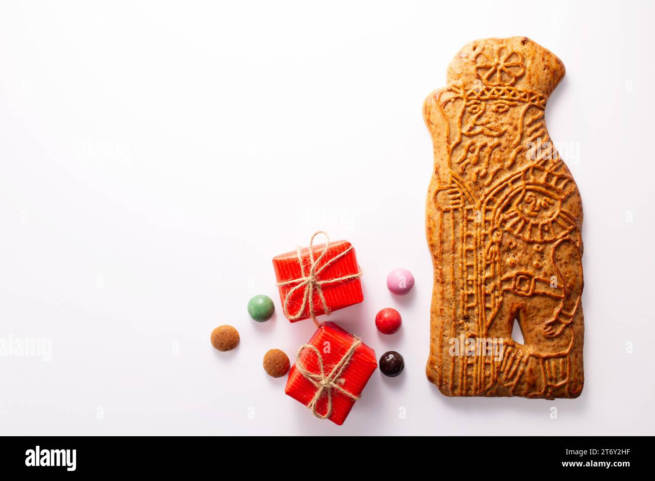 SSt. Nicolas biscuite, traditional dutch cookies, on white background ...