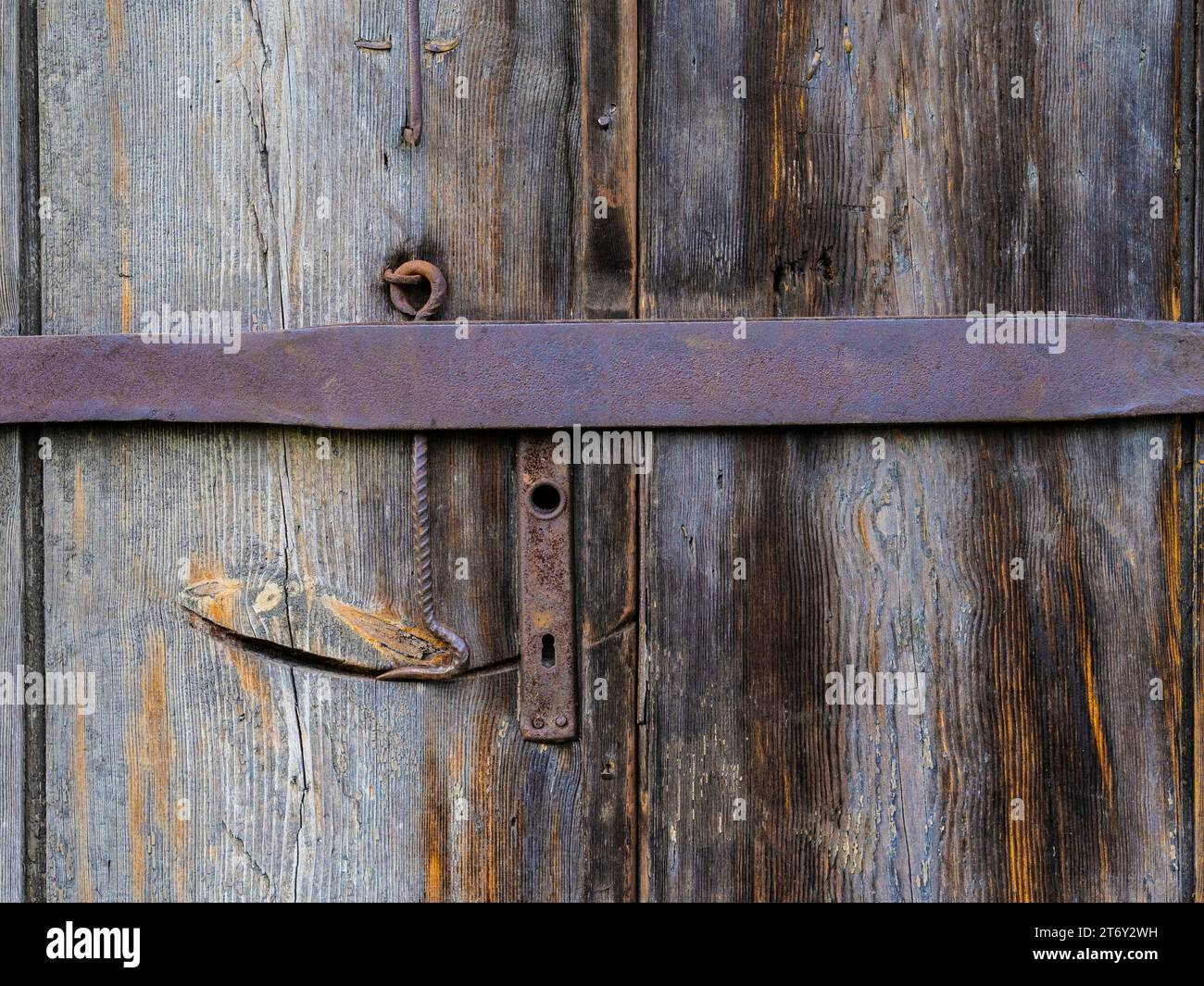 Space for text, inscriptions or graphics. Weathered boards and a rusty ...