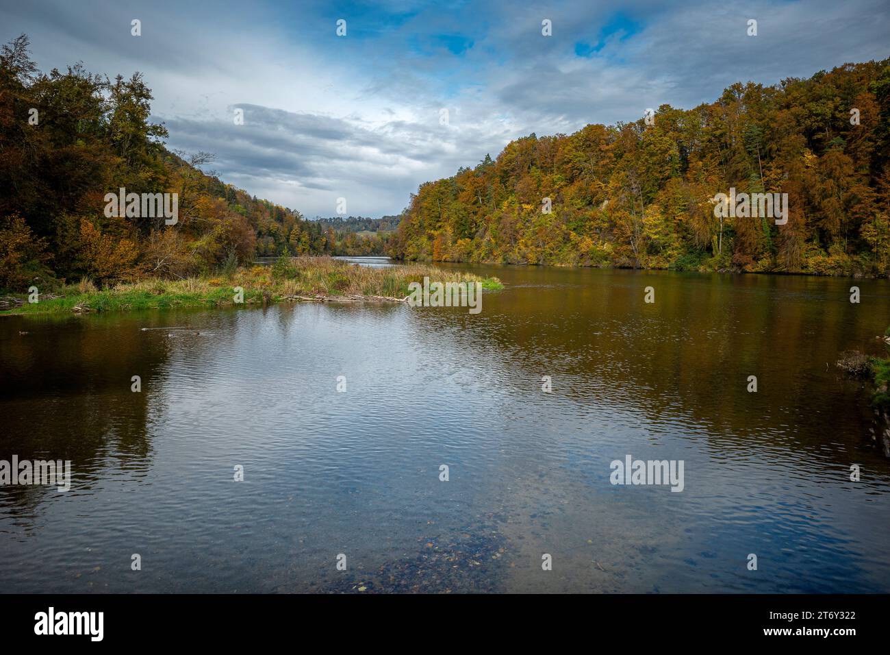 Rhine river landscape with autumn colors Switzerland Stock Photo - Alamy