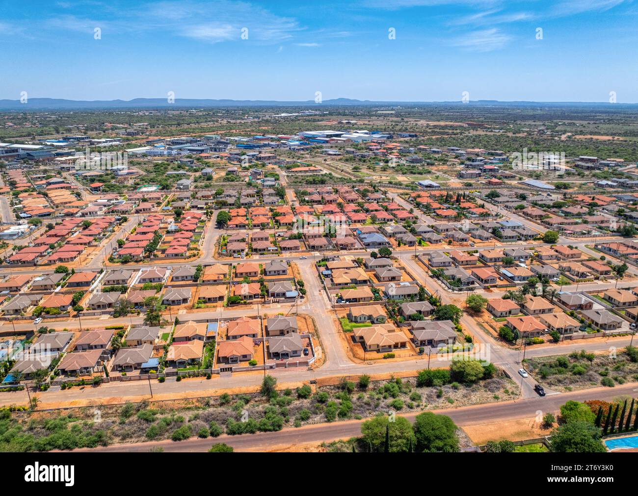 Aerial view, Phakalane is a suburb in Botswana situated a few ...