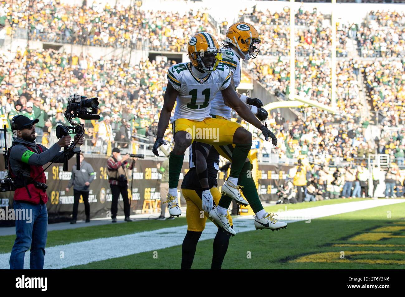 Green Bay Packers wide receiver Jayden Reed (11) celebrates after a ...