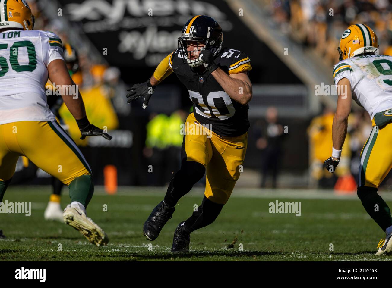 Pittsburgh Steelers linebacker T.J. Watt (90) defends during an NFL ...