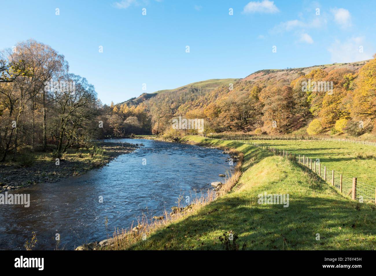 Autumn view of the river Greta on the Keswick to Thelkeld railway walk ...