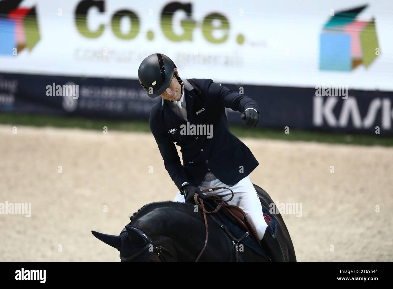 Max Kühner of Austria competes in the LONGINES FEI Jumping World Cup ...