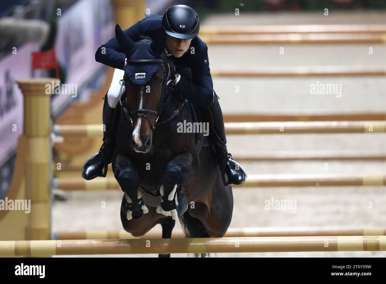 Max Kühner of Austria competes in the LONGINES FEI Jumping World Cup ...